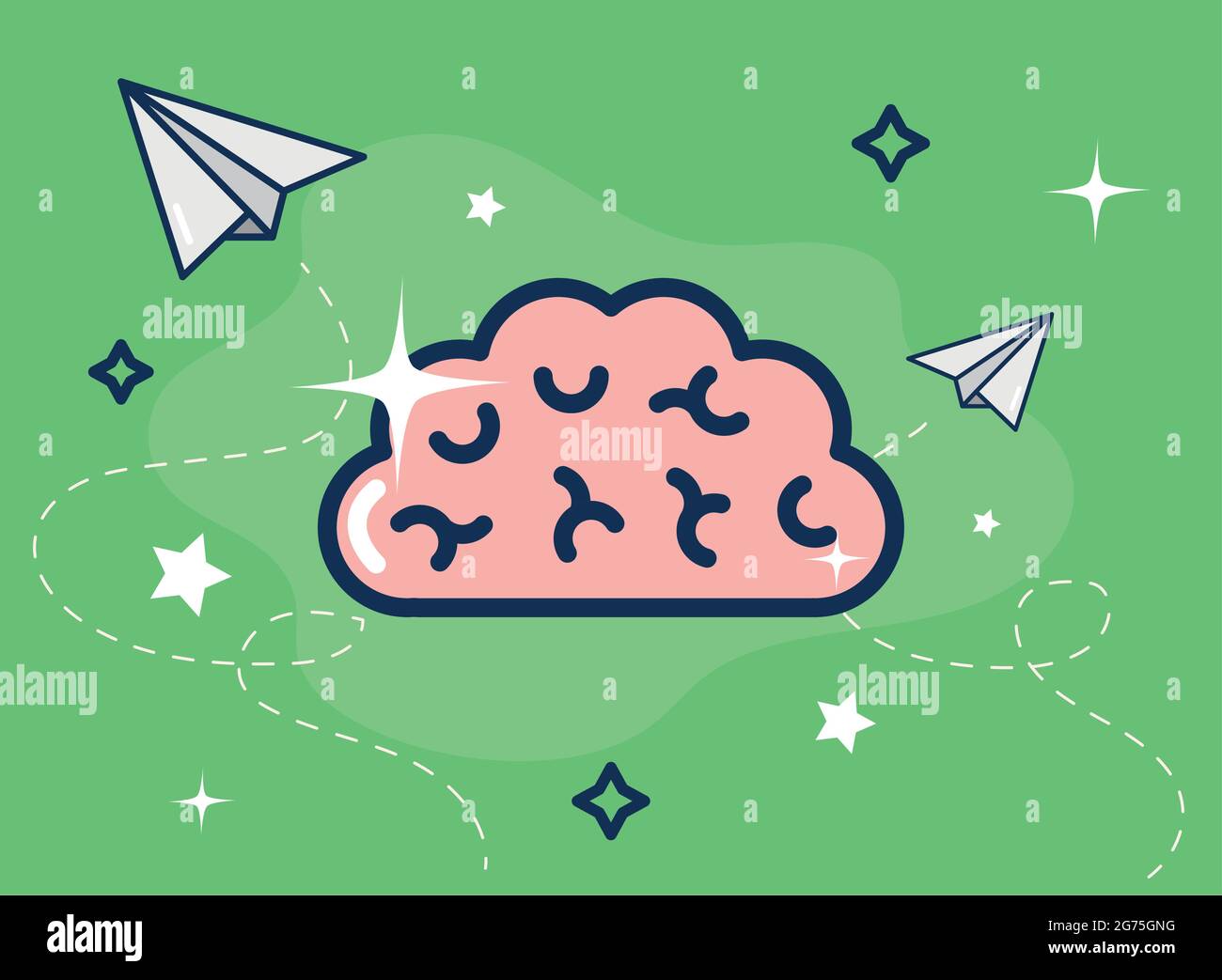 human brain with paper plane, creative concept Stock Vector Image & Art ...