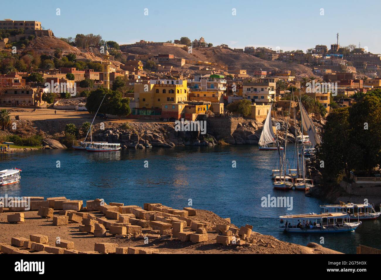 The view of the Nile in Aswan, Egypt Stock Photo - Alamy