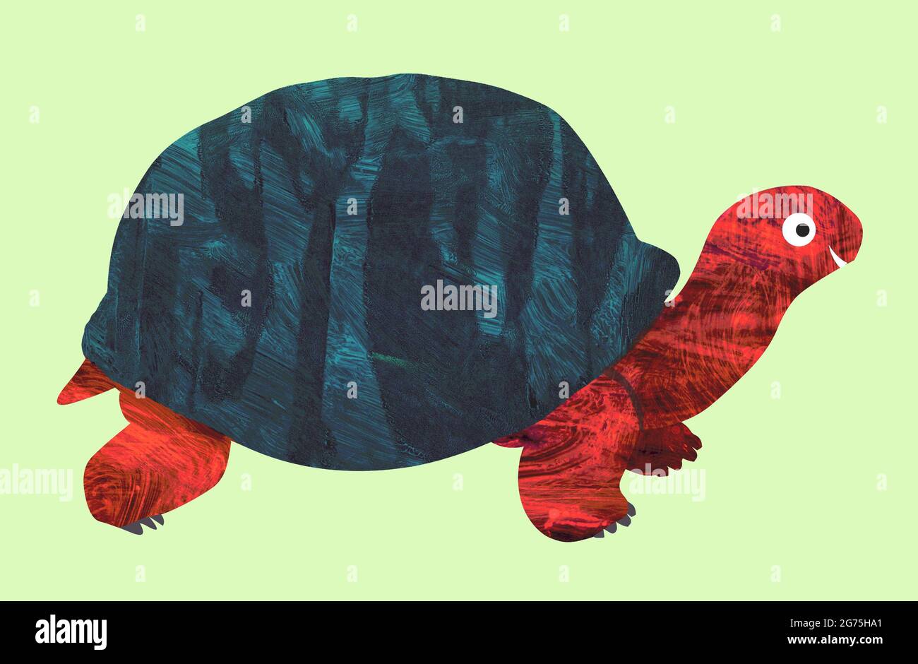 Friendly tortoise, animal illustration with collage texture Stock Photo ...