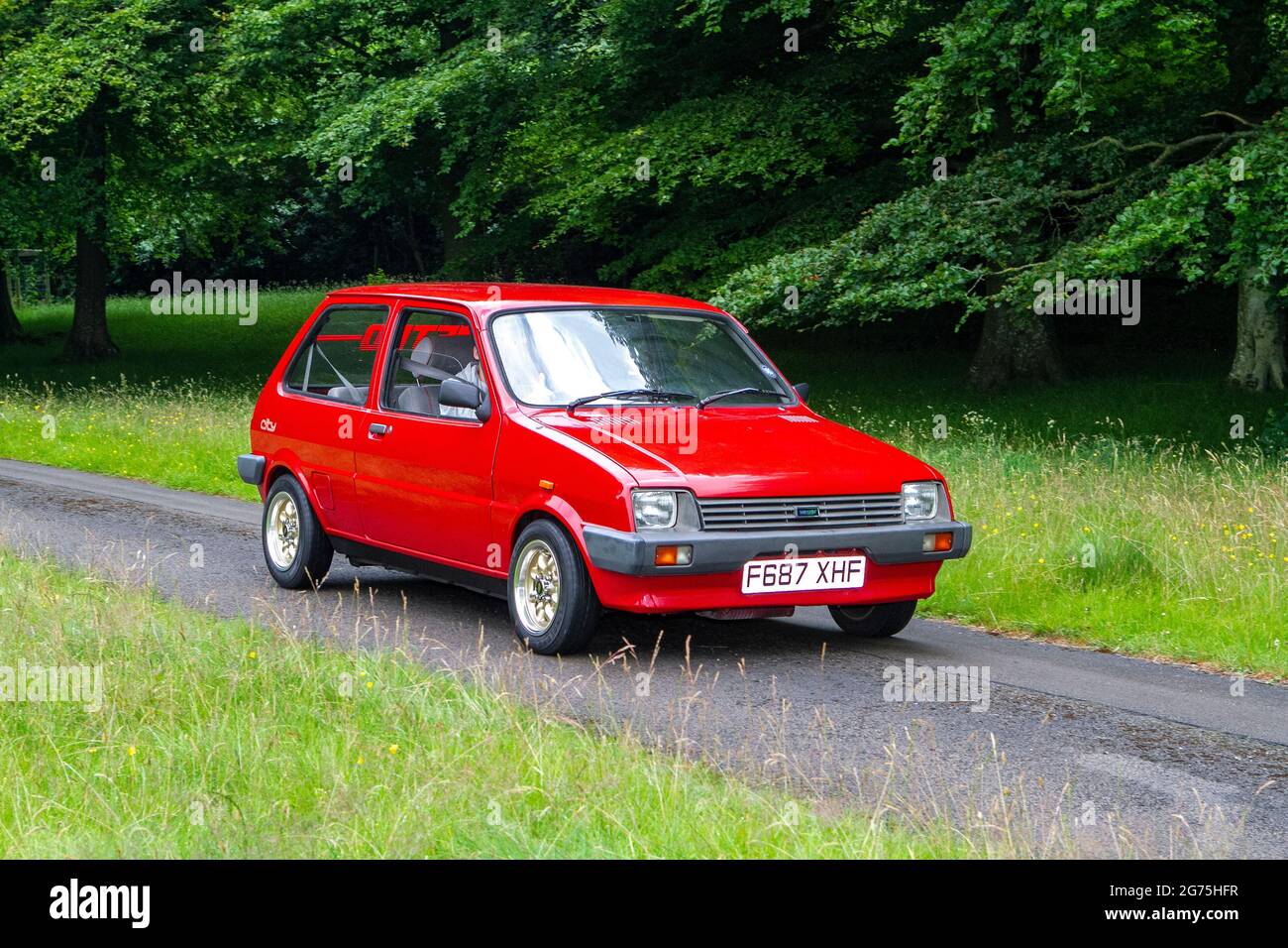 A front view of 1988 80s red Austin Metro City 998cc petrol hatchback ...