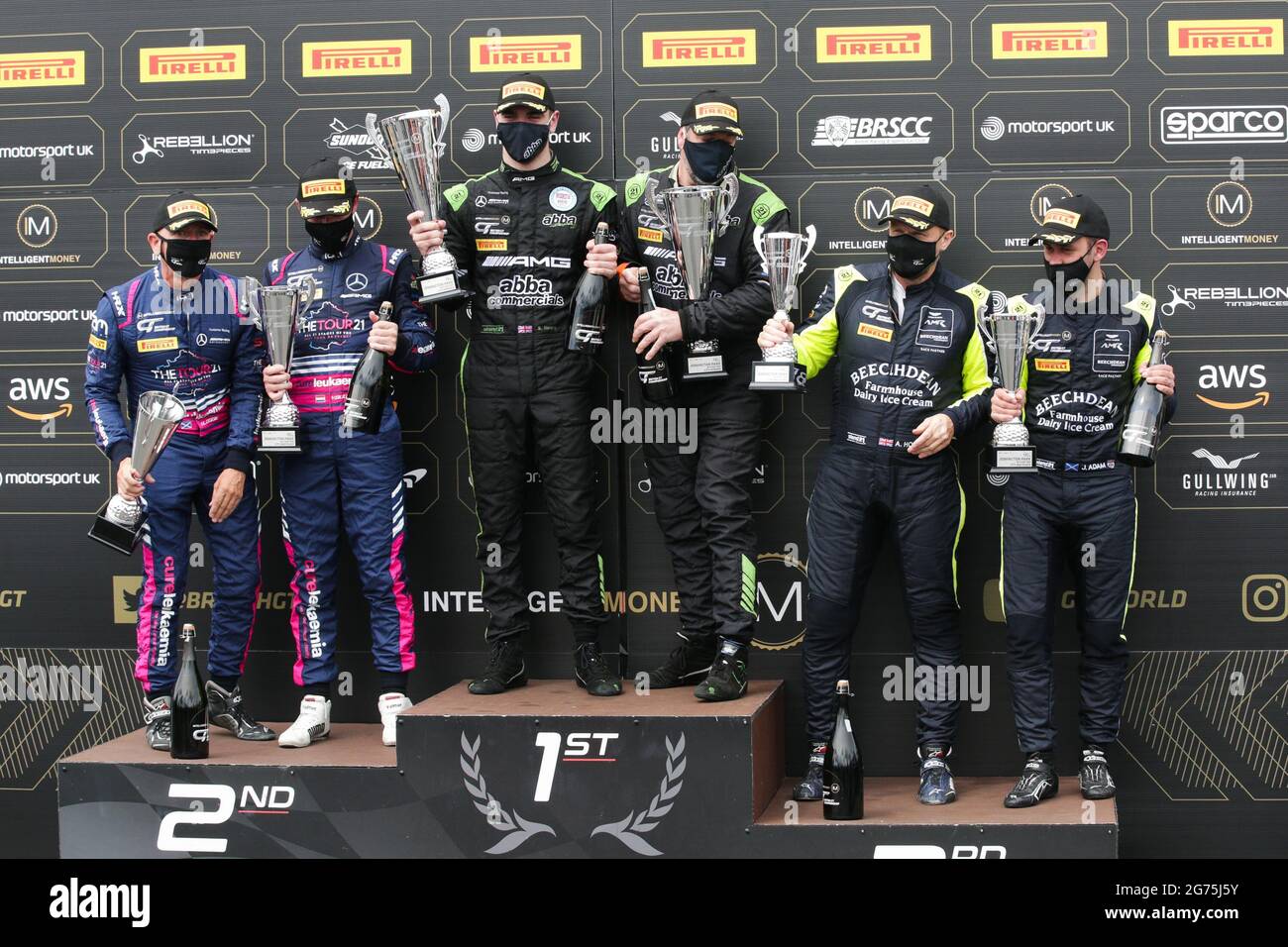 Castle Donington, UK. 11th July, 2021. British GT overall podium #1 ...