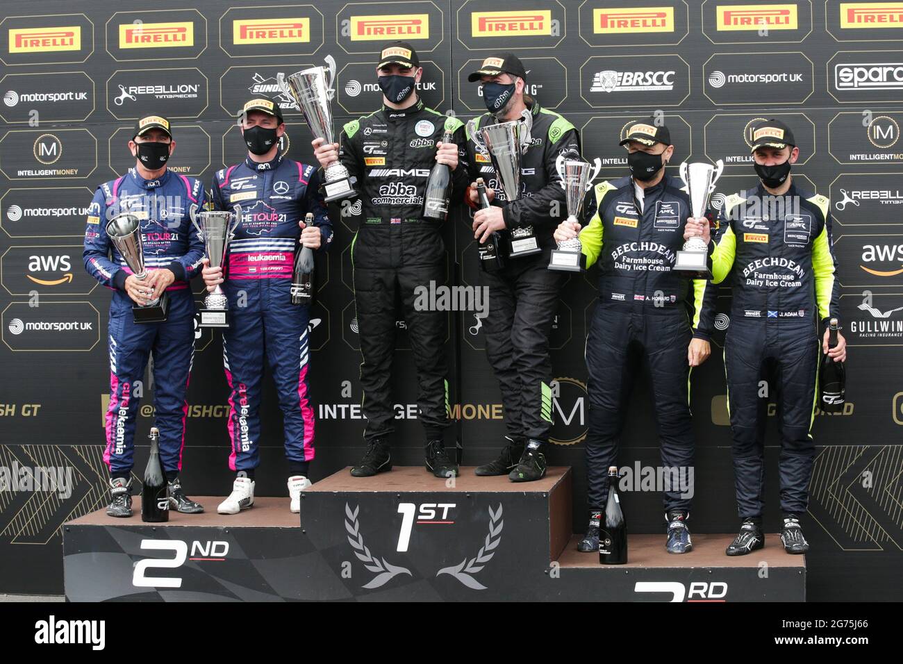 Castle Donington, UK. 11th July, 2021. British GT overall podium #1 ...