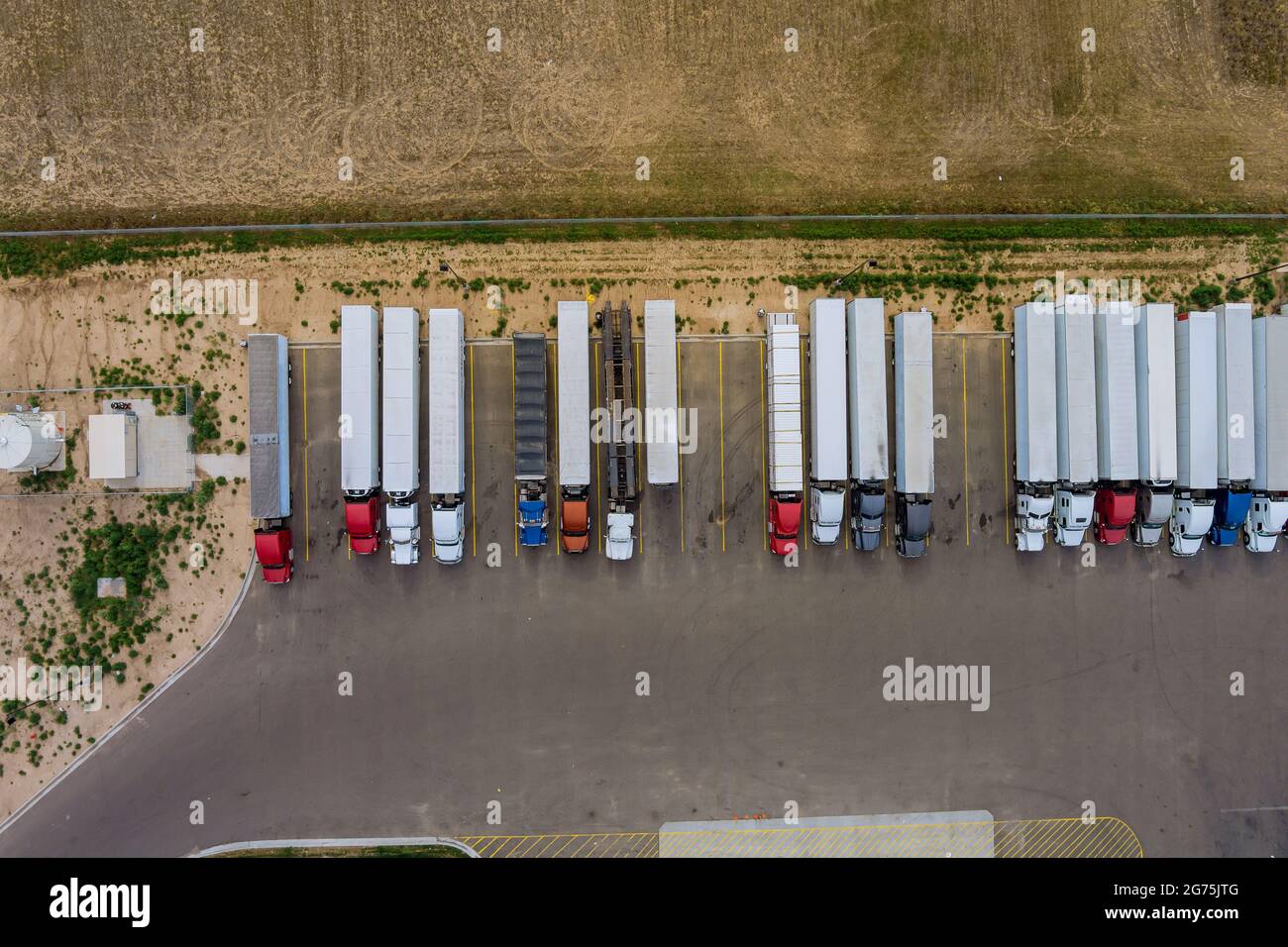 Aerial view semi trucks cargo hi-res stock photography and images - Alamy