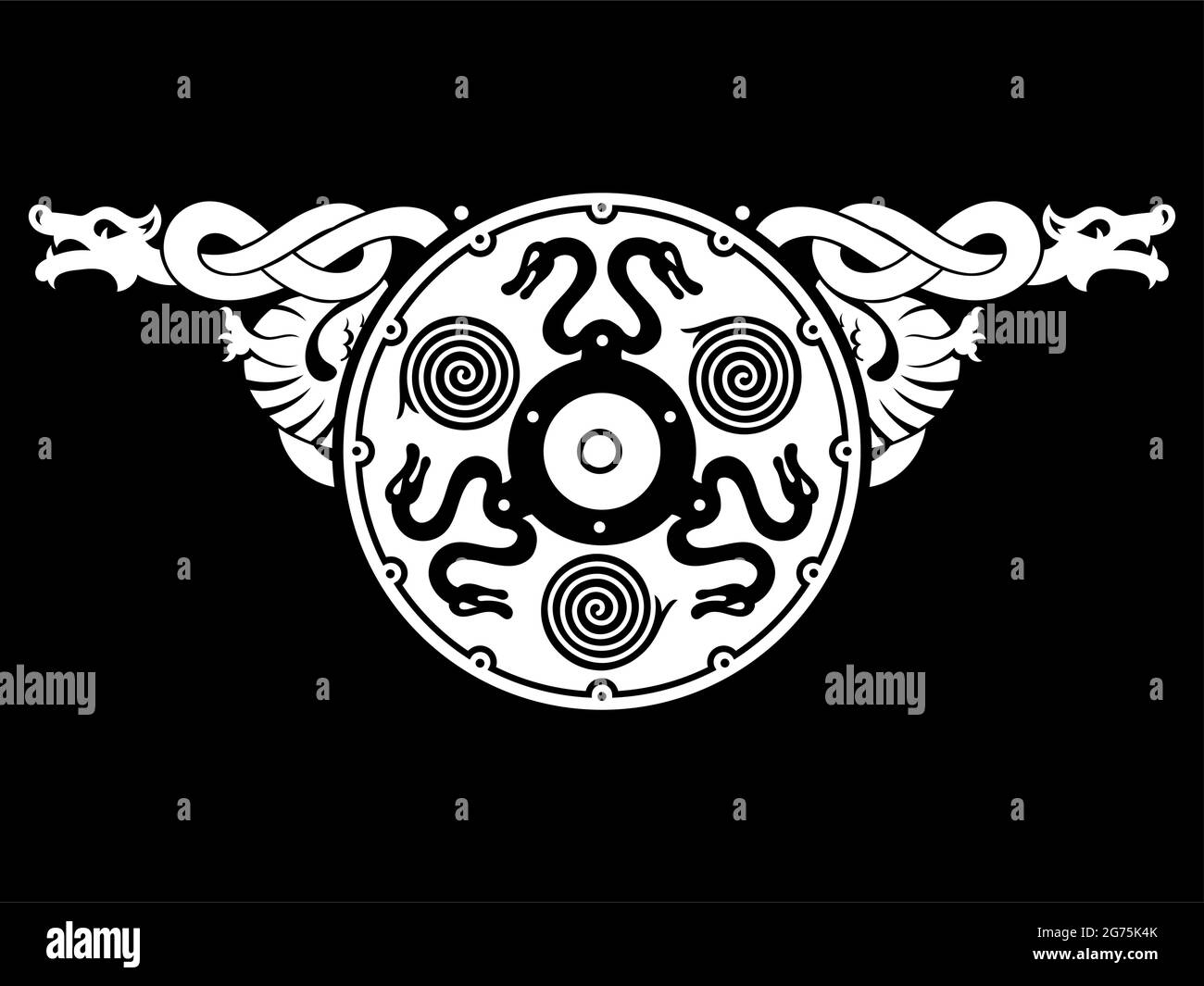 Scandinavian Celtic design. Viking shield decorated with dragons Stock ...