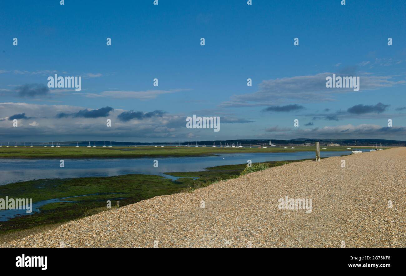 Hurst spit with saltmarshes Stock Photo - Alamy