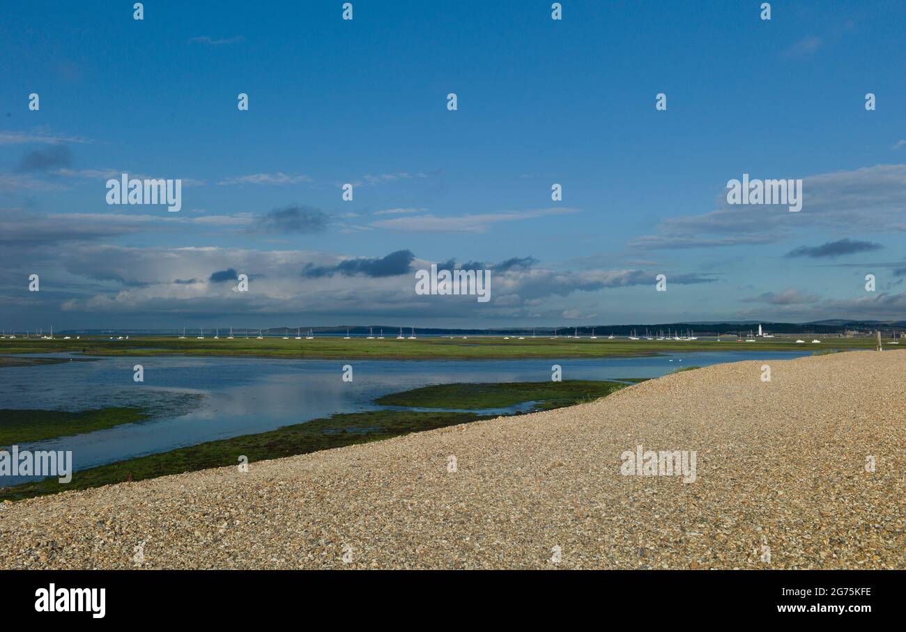 Hurst spit with saltmarshes Stock Photo - Alamy