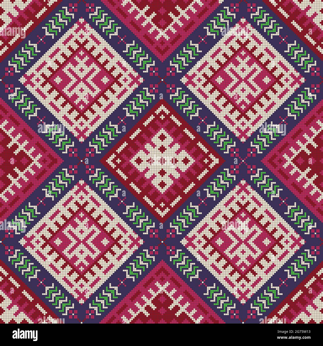 Decorative repeating pattern inspired by traditional Russian embroidery ...