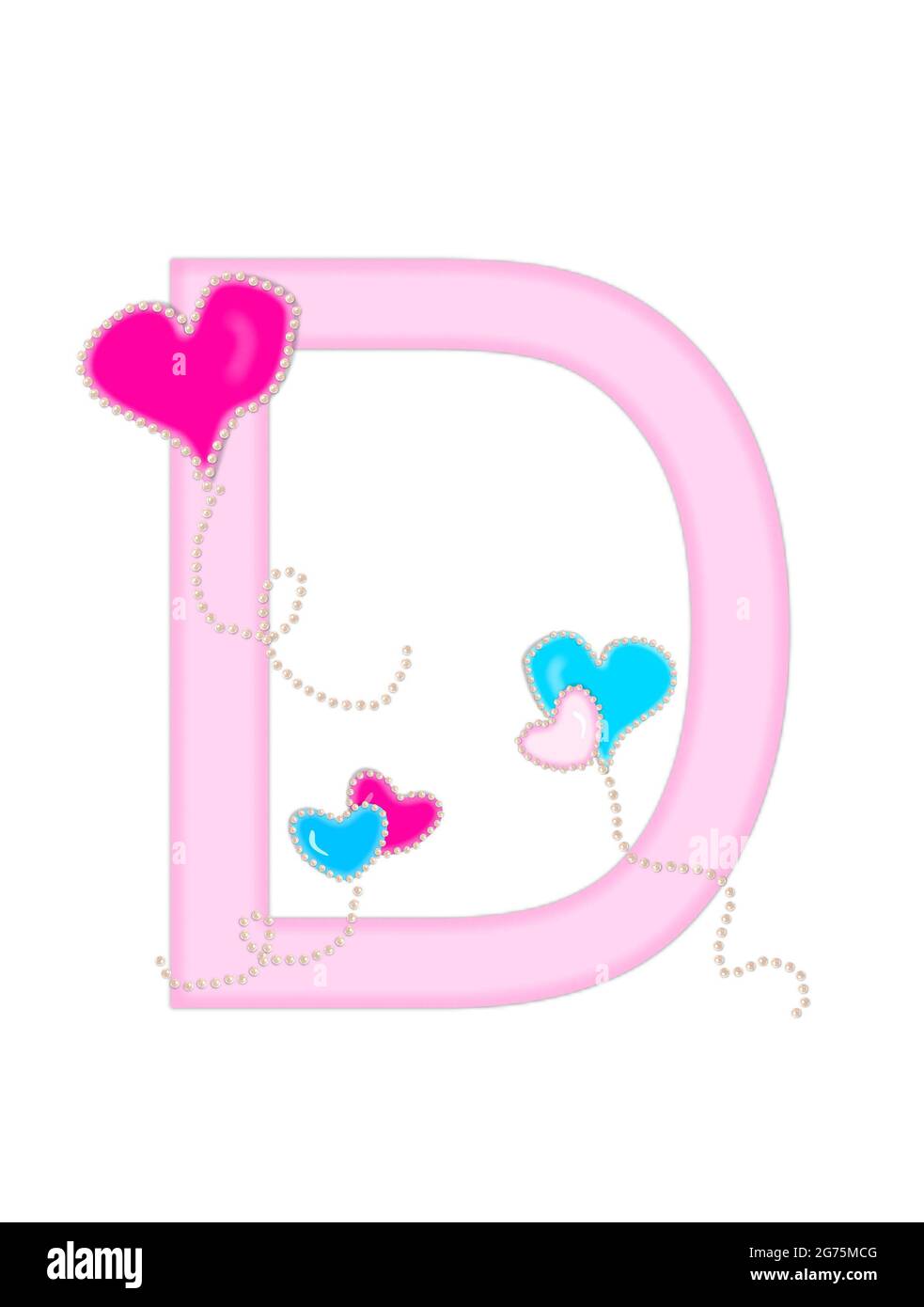 The letter D, in the alphabet set "Heart of Valentine", is soft pink ...