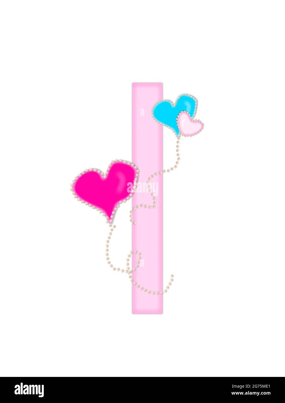 The letter I, in the alphabet set "Heart of Valentine", is soft pink ...