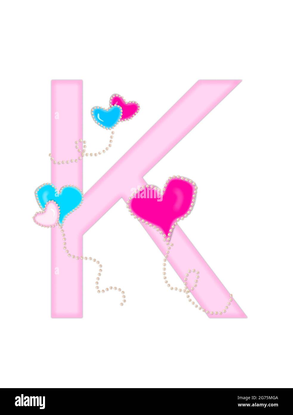 The letter K, in the alphabet set "Heart of Valentine", is soft pink ...