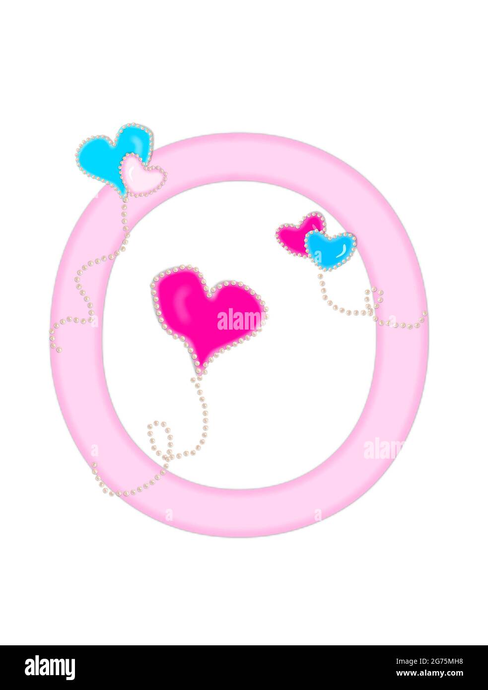 The letter O, in the alphabet set "Heart of Valentine", is soft pink ...