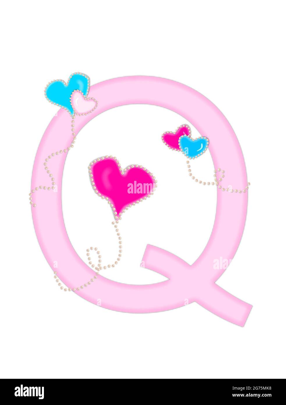 The letter Q, in the alphabet set "Heart of Valentine", is soft pink ...