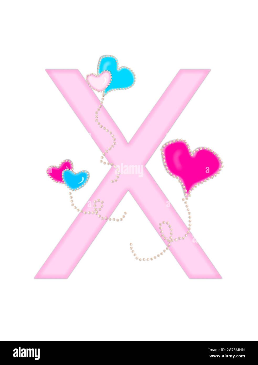 The letter X, in the alphabet set "Heart of Valentine", is soft pink ...