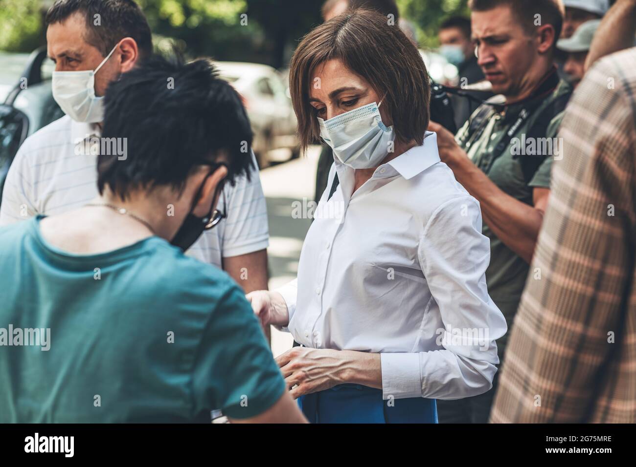 Maia Sandu, president of Moldova, at the polling station during the ...