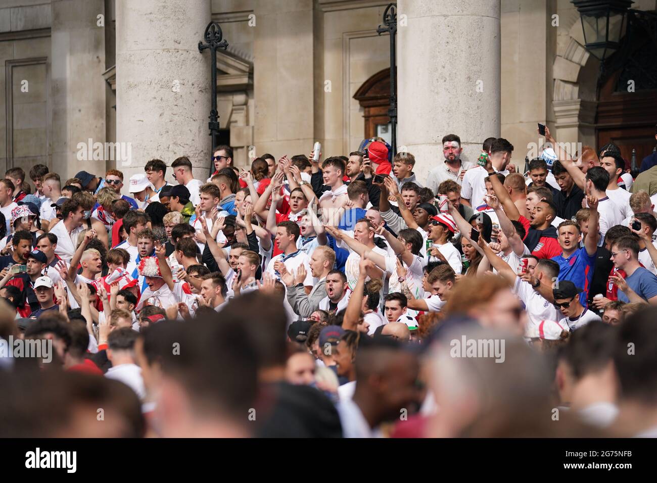 England fans gathered outside St Martin-in-the-Fields church, near ...