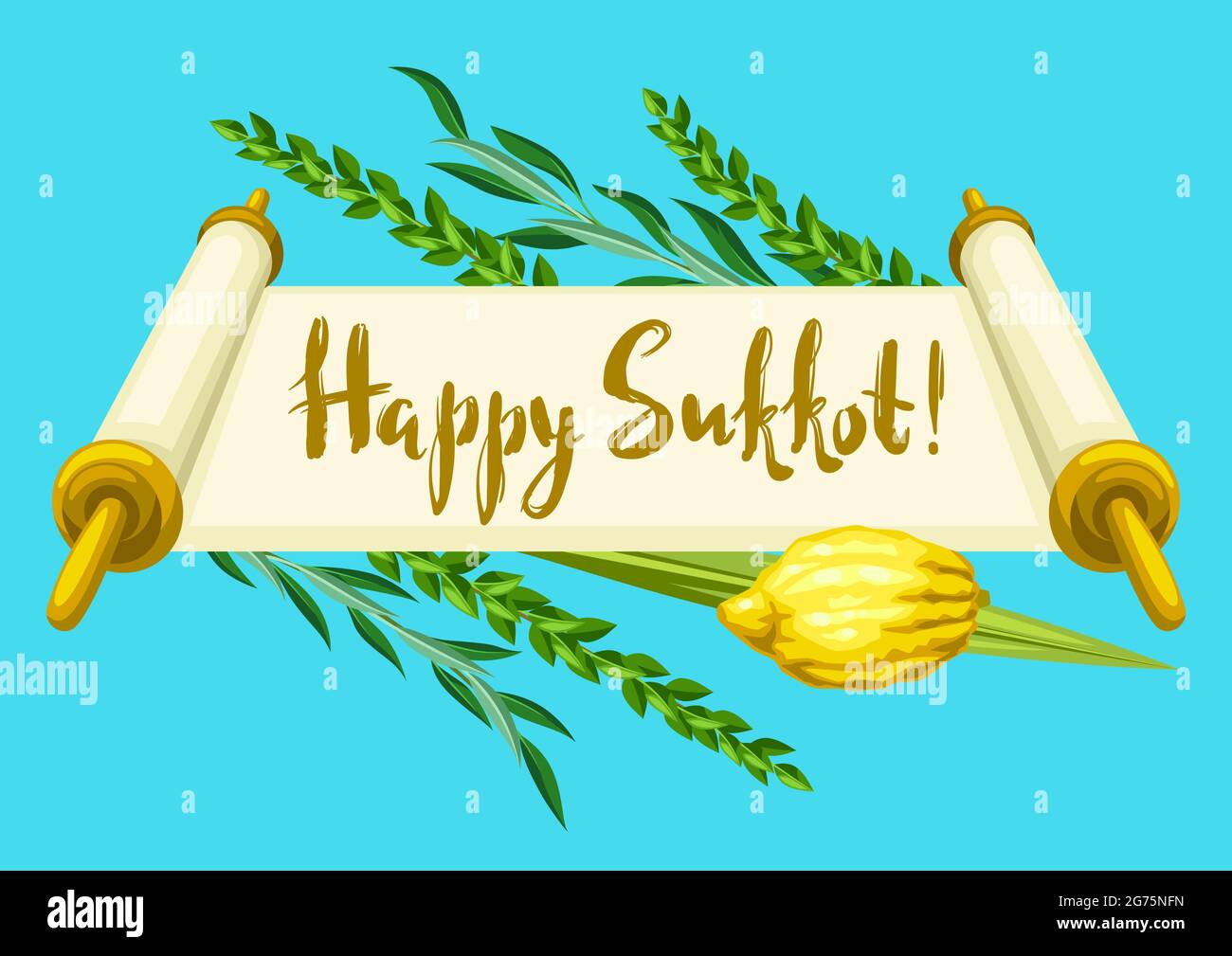 Happy Sukkot greeting card. Holiday background with Jewish festival ...