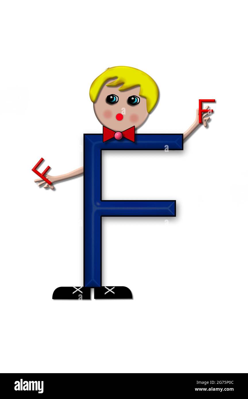 The letter F, in the alphabet set Living Letters, has head, arms and ...
