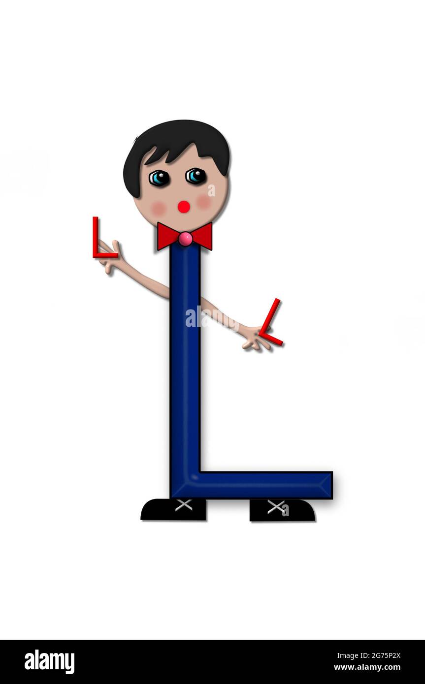 The letter L, in the alphabet set Living Letters, has head, arms and ...