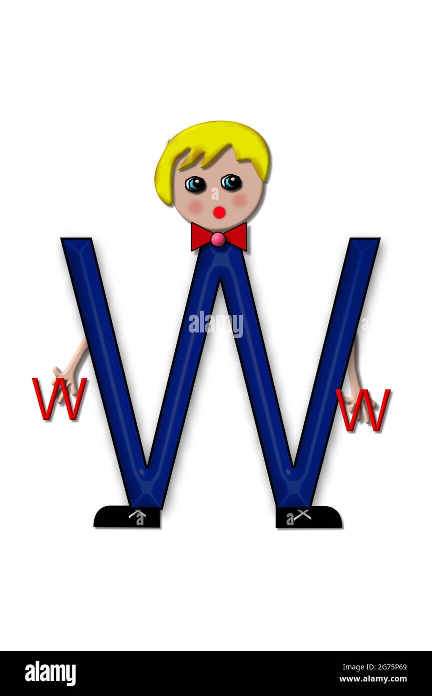 The letter W, in the alphabet set Living Letters, has head, arms and ...