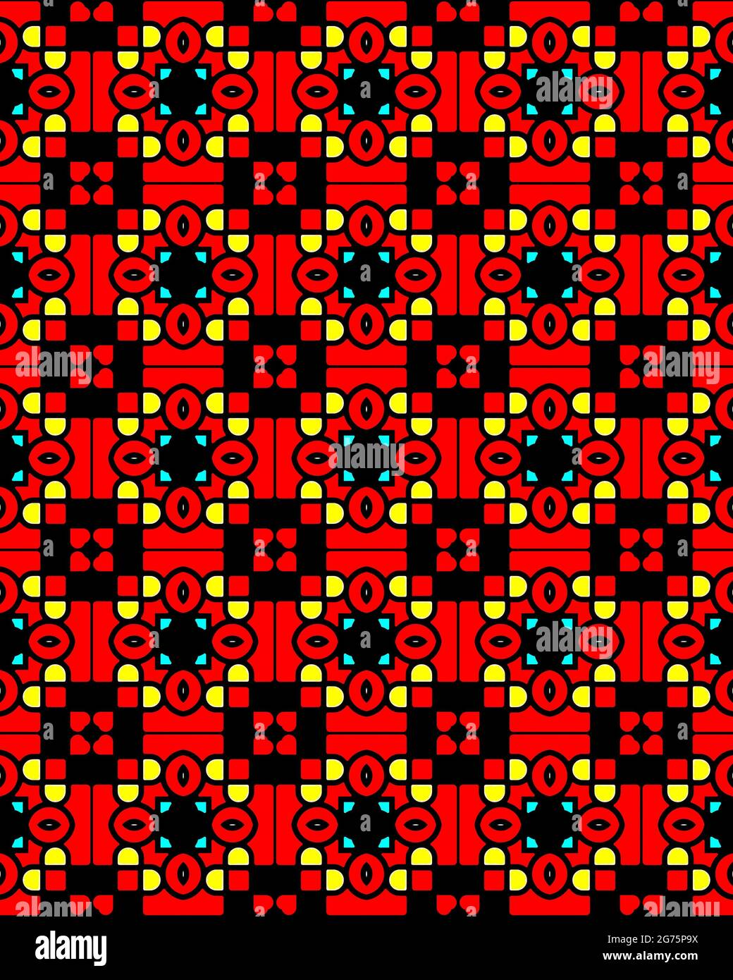 An illustration of a seamless tile pattern in red, yellow and black ...