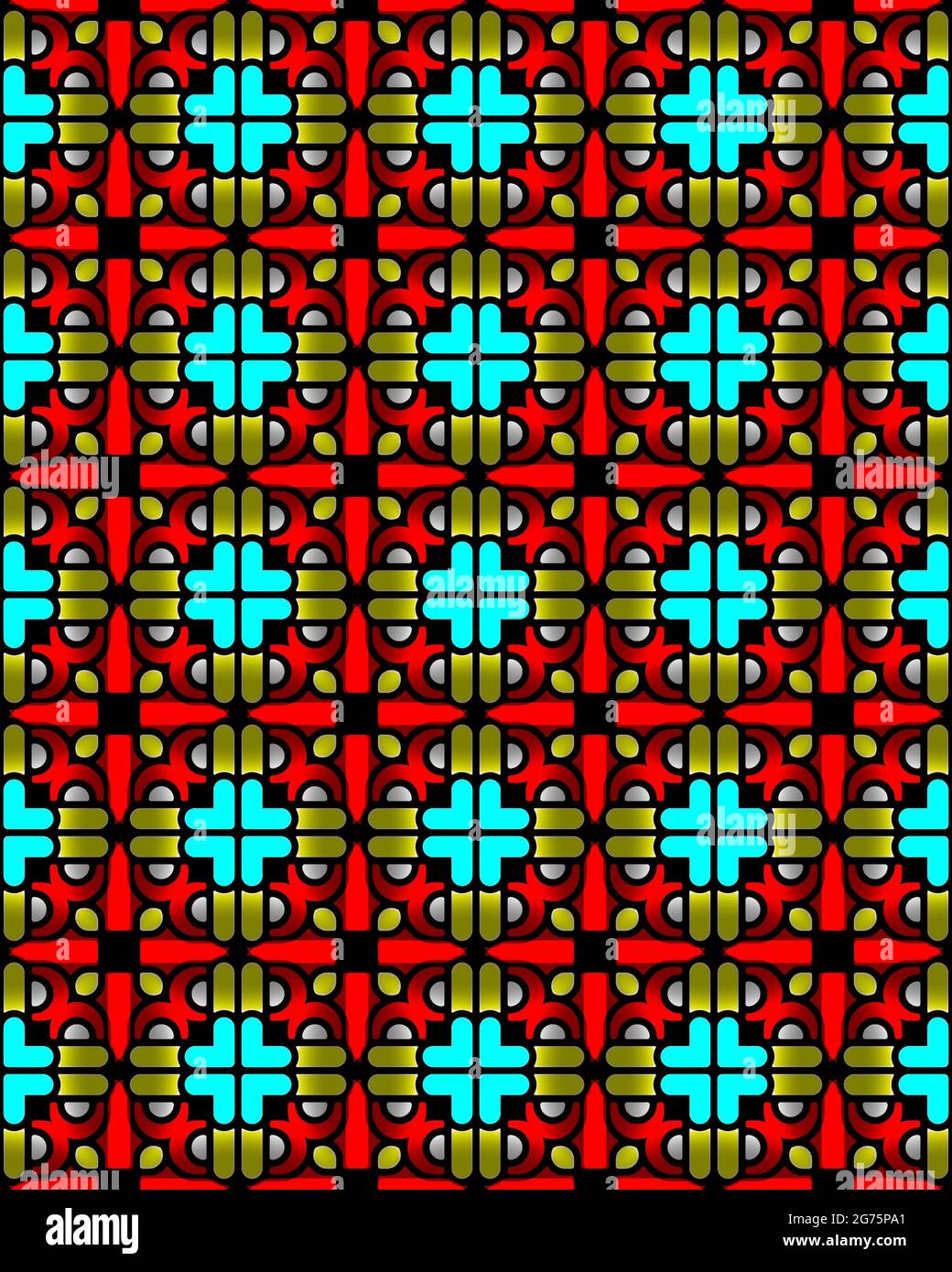 An illustration of a seamless tile pattern in red, yellow and blue ...