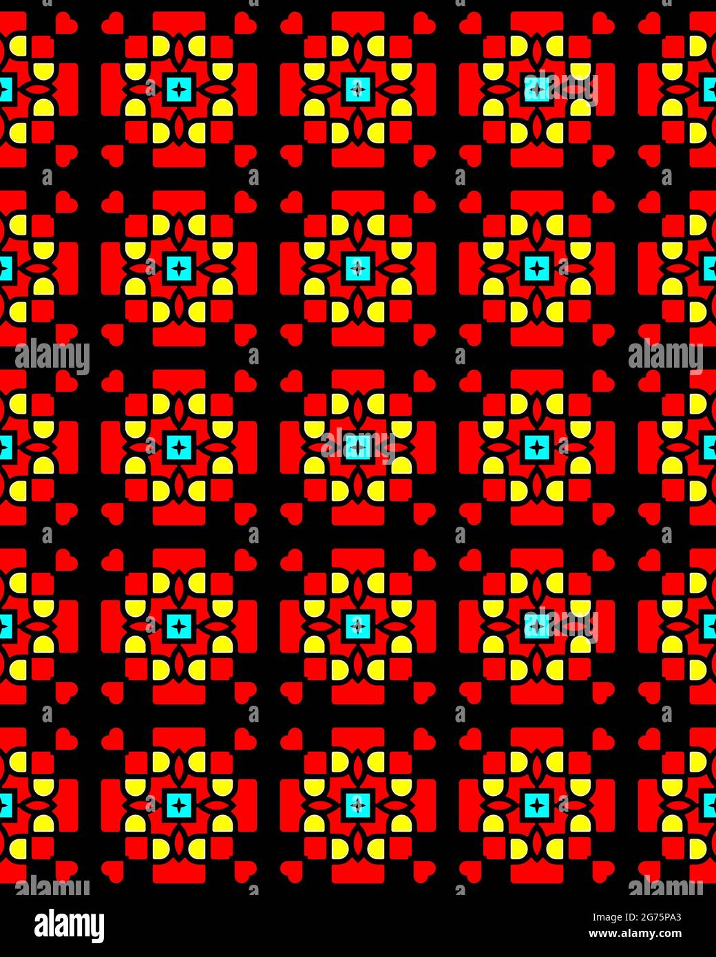 An illustration of a seamless tile pattern in red, yellow and black ...