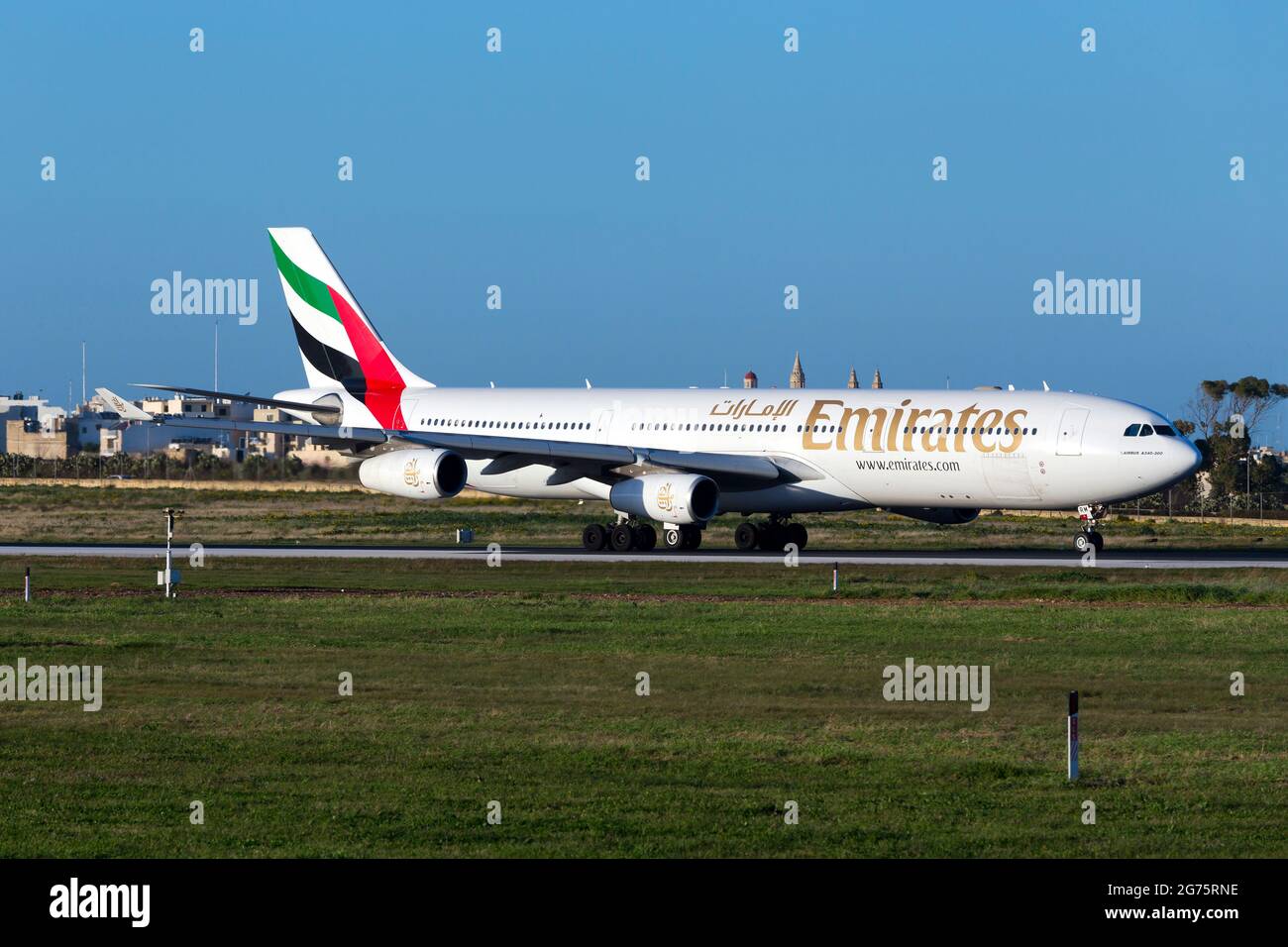 Emirates Airbus A340-313 [A6-ERM] departing to Dubai, after coming from ...