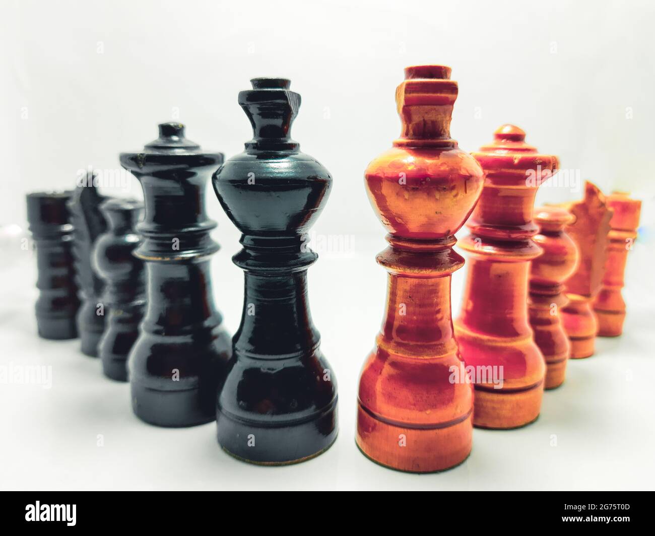 A close up of chess board game concept of strategy idea chess figures ...