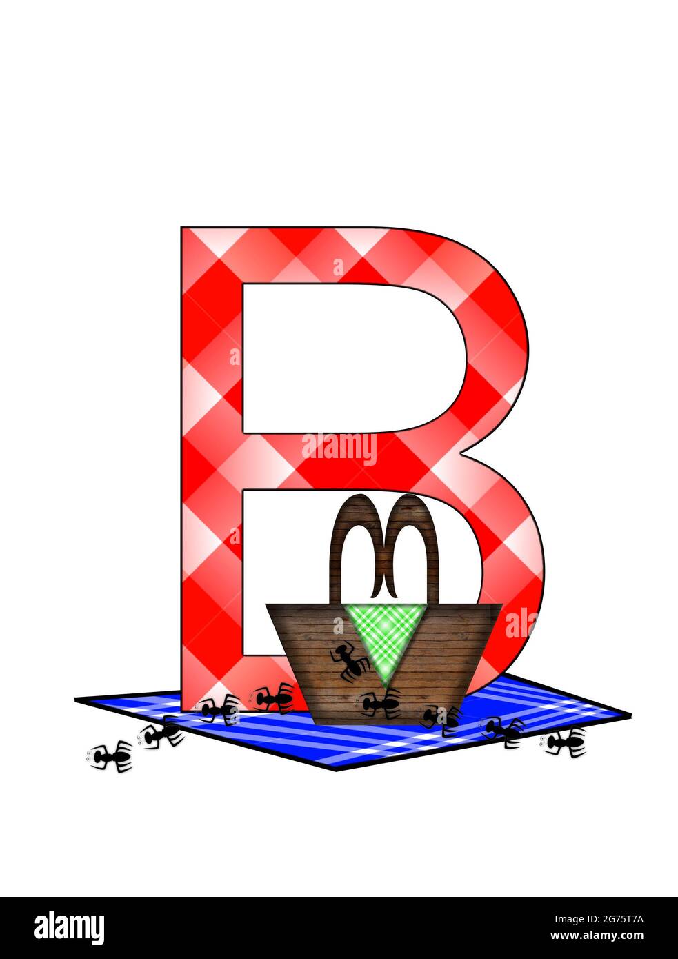 The letter B, in the alphabet set "Picnic Lunch", is red plaid. Letter ...