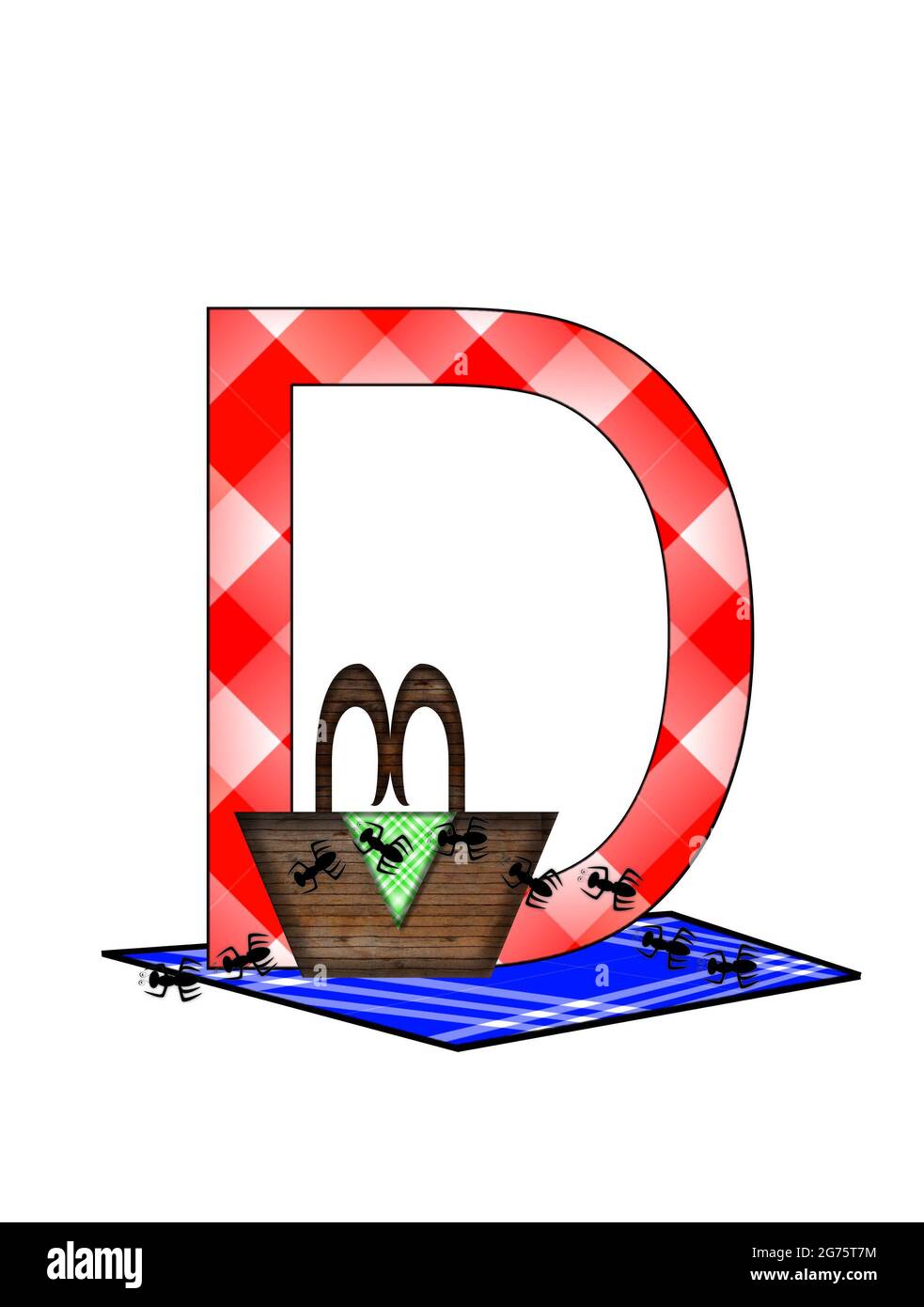 The letter D, in the alphabet set "Picnic Lunch", is red plaid. Letter ...
