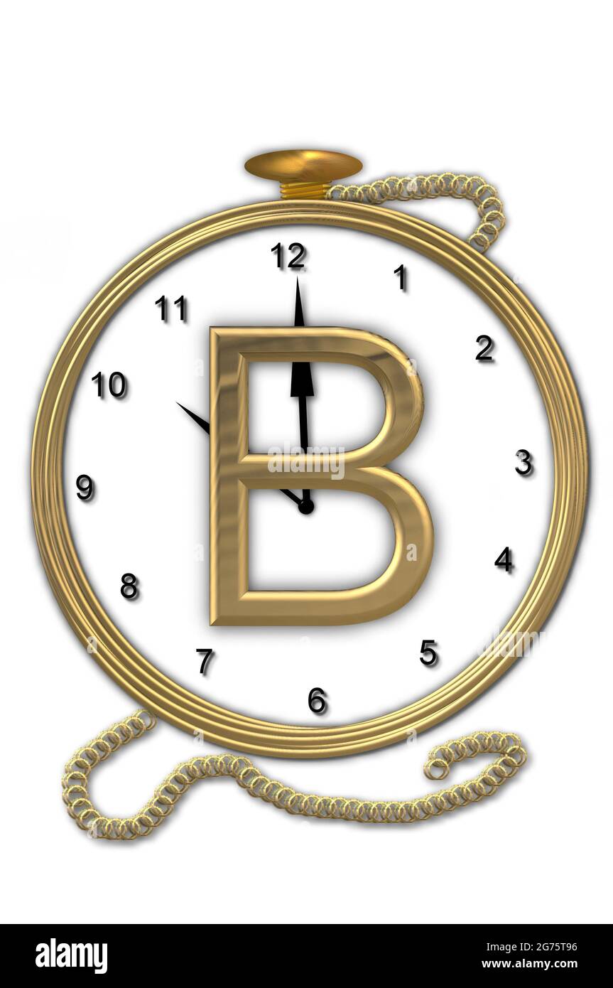 Alphabet letter B, is from the alphabet set "Pocket watch". Watch has ...