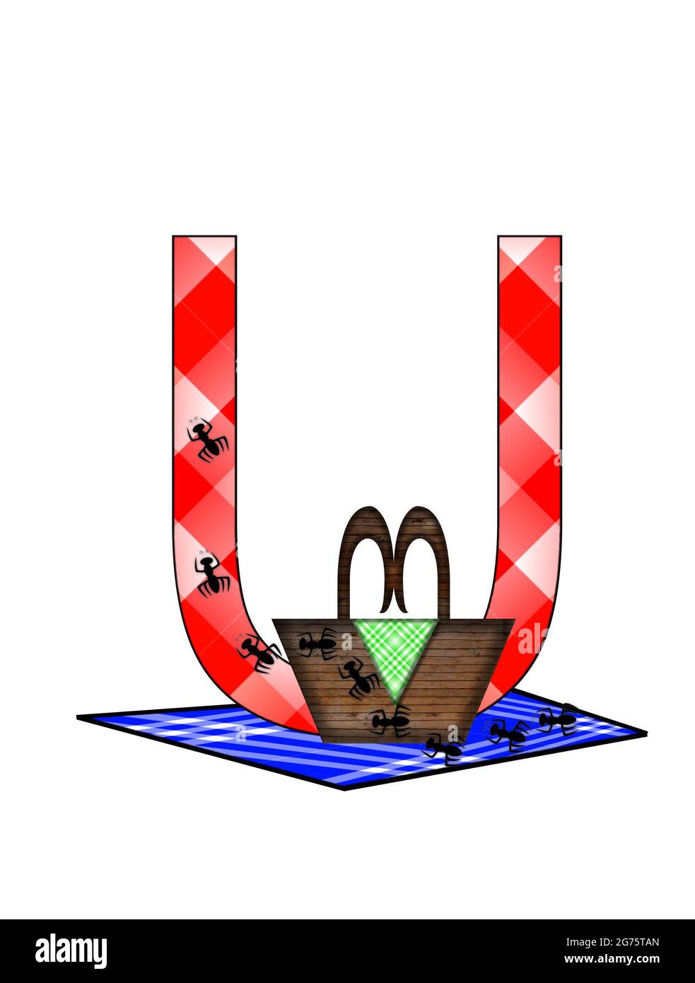 The letter U, in the alphabet set "Picnic Lunch", is red plaid. Letter ...
