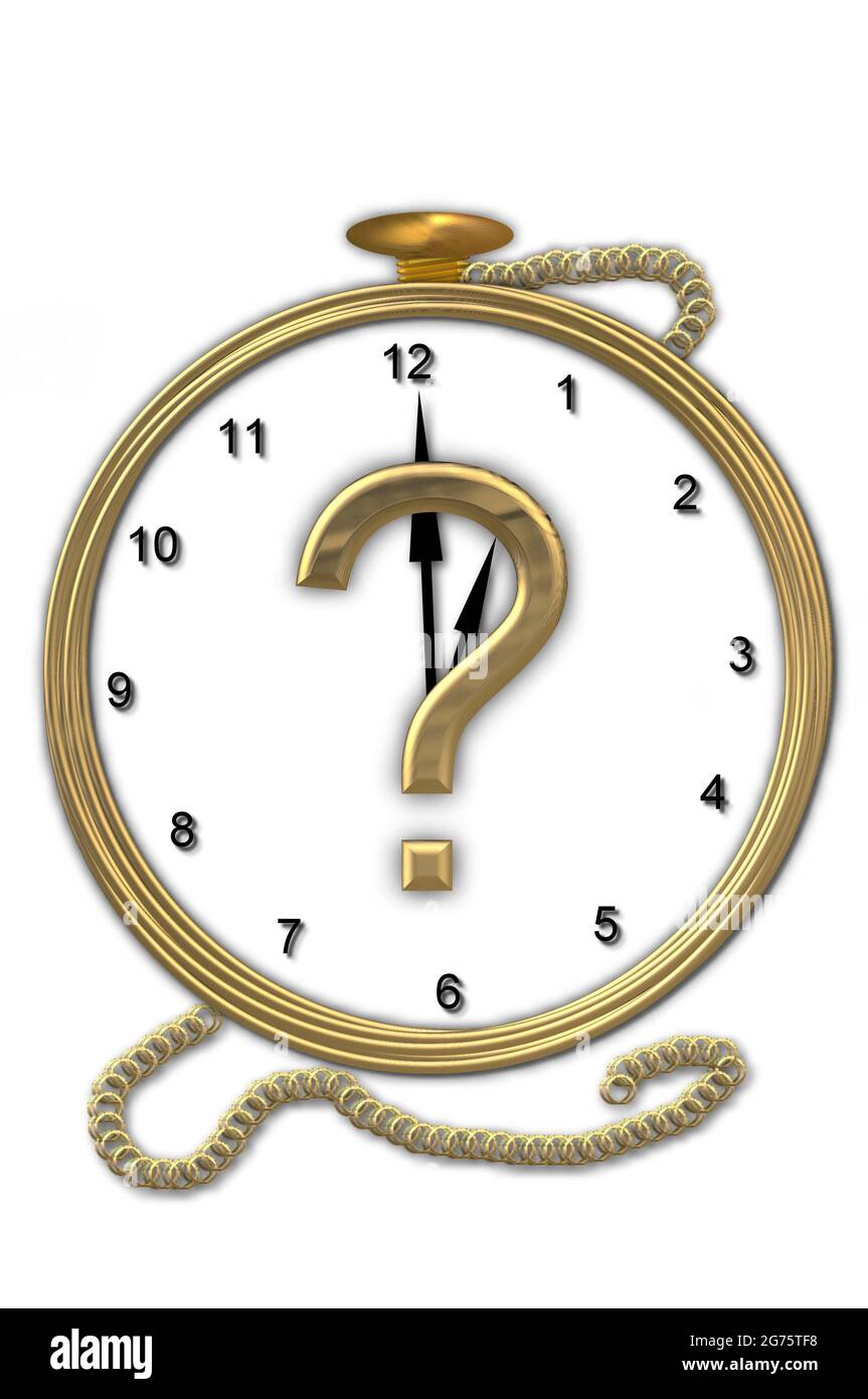 Question mark , is from the alphabet set "Pocket watch". Watch has the ...