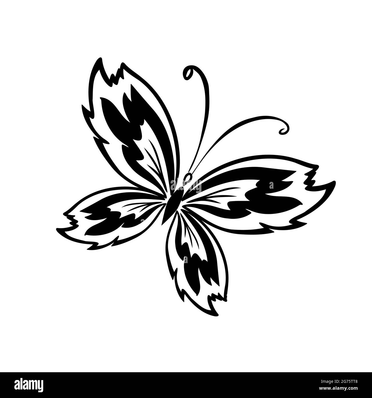 Monochrome stylized simple butterfly. Vector illustration Stock Vector ...