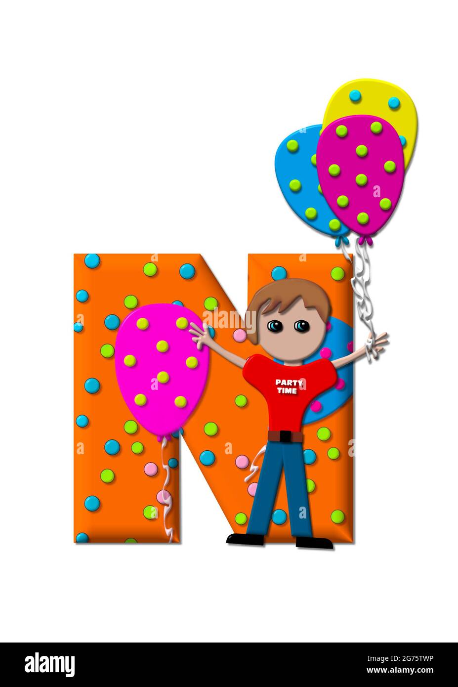 The letter N, in the alphabet set Preparing to Party, is filled with ...