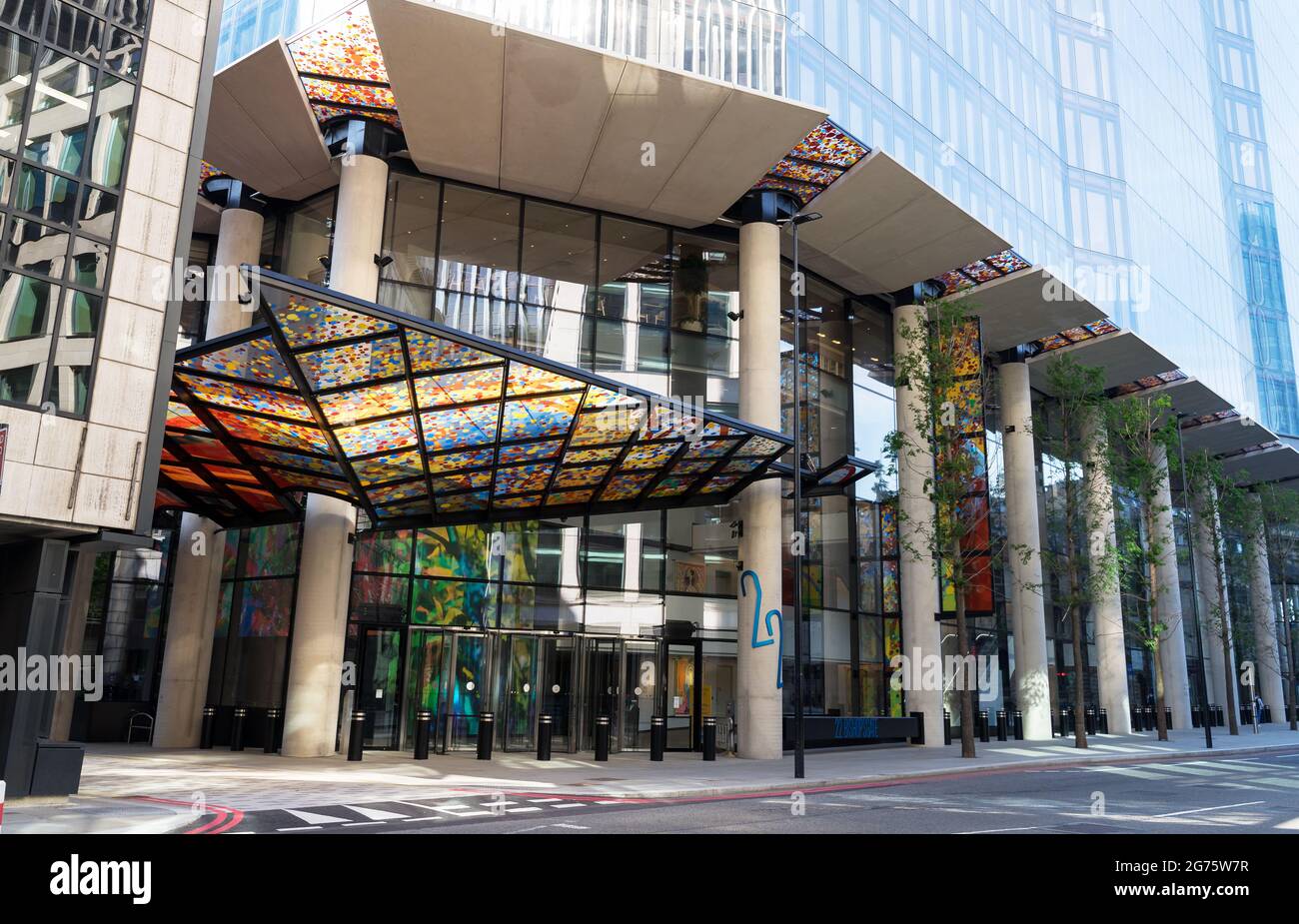 The colourful canopy of the 22 Bishopsgate Tower office complex in the ...