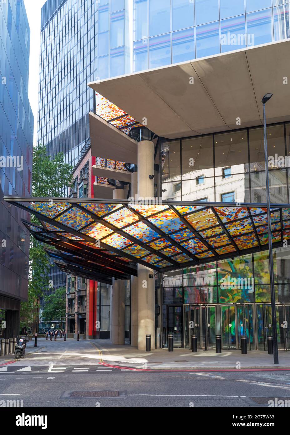 The colourful canopy of the 22 Bishopsgate Tower office complex in the ...