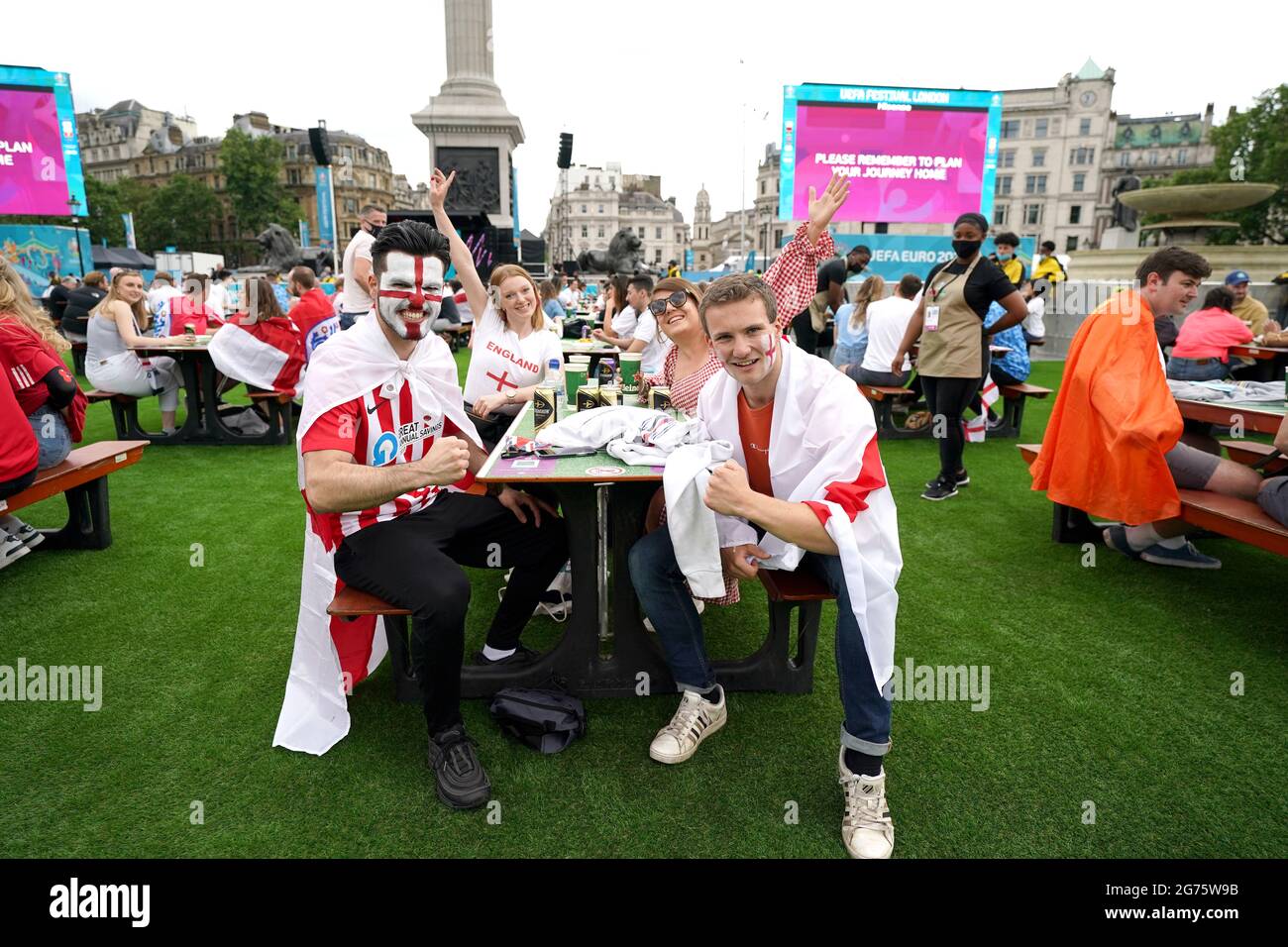 England fans at the Trafalgar Square Fan Zone in London ahead of the ...
