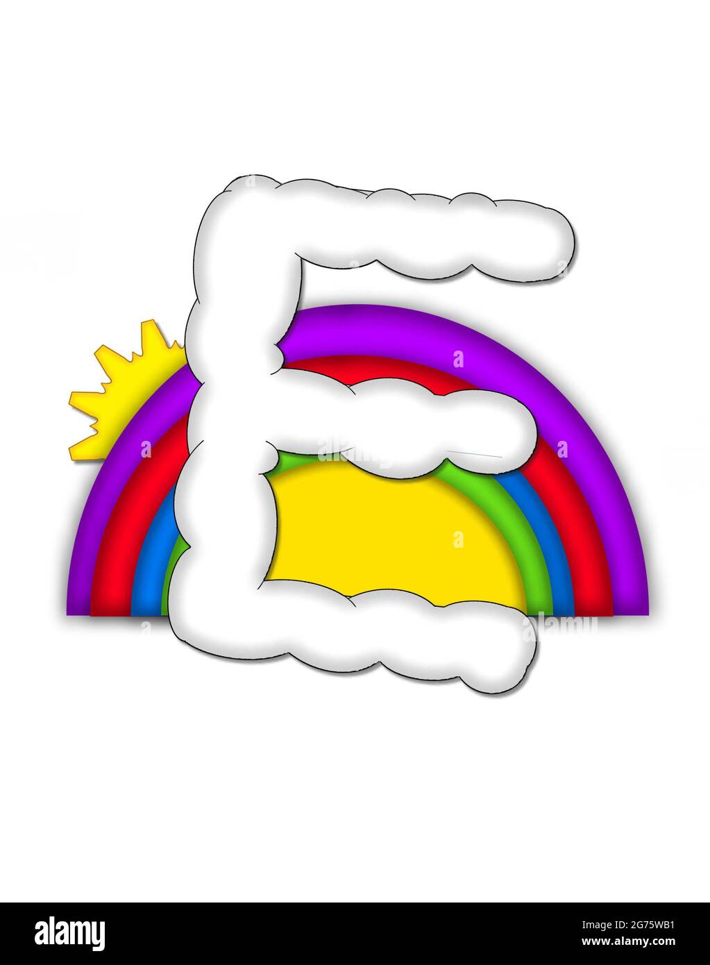 The letter E, in the alphaet set Rainbow, is shaped like a fluffy cloud ...