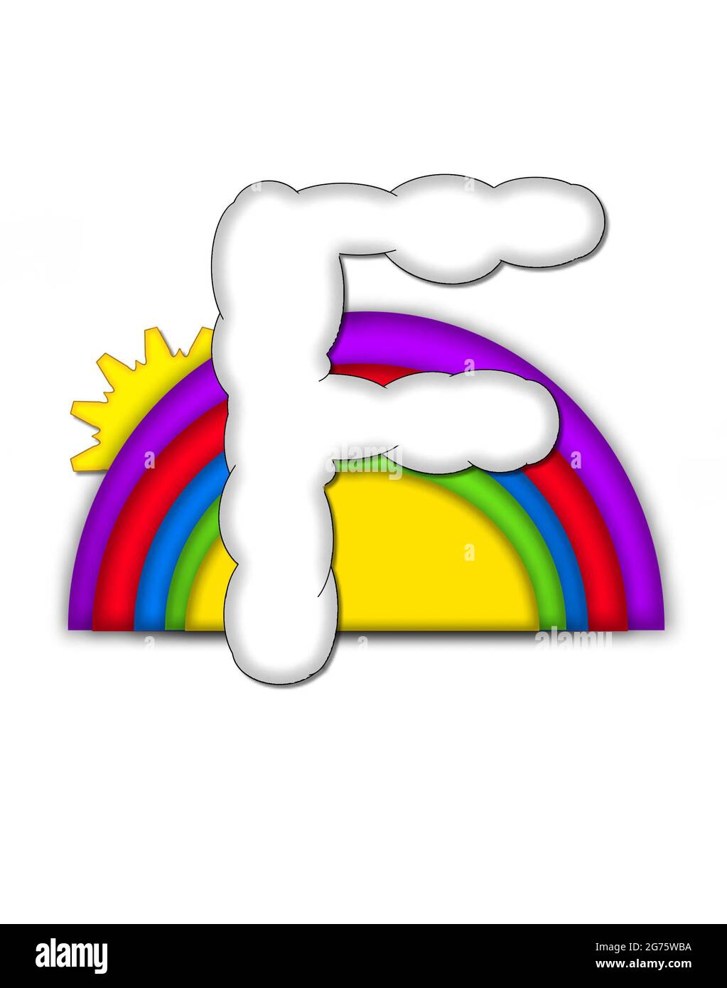 The letter F, in the alphaet set Rainbow, is shaped like a fluffy cloud ...