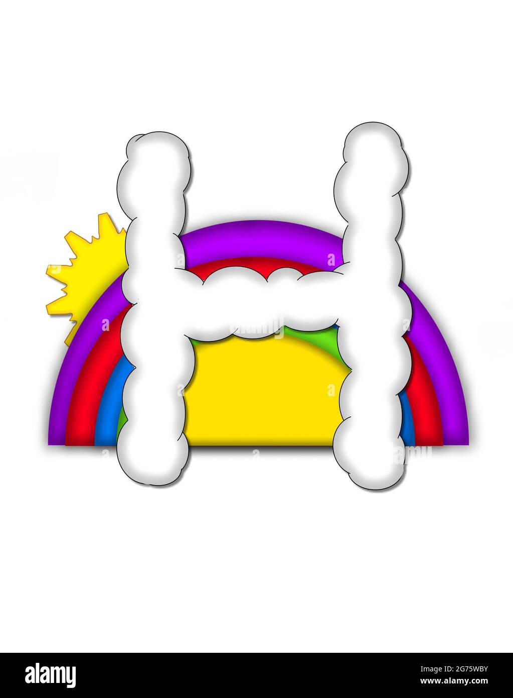 The letter H, in the alphaet set Rainbow, is shaped like a fluffy cloud ...