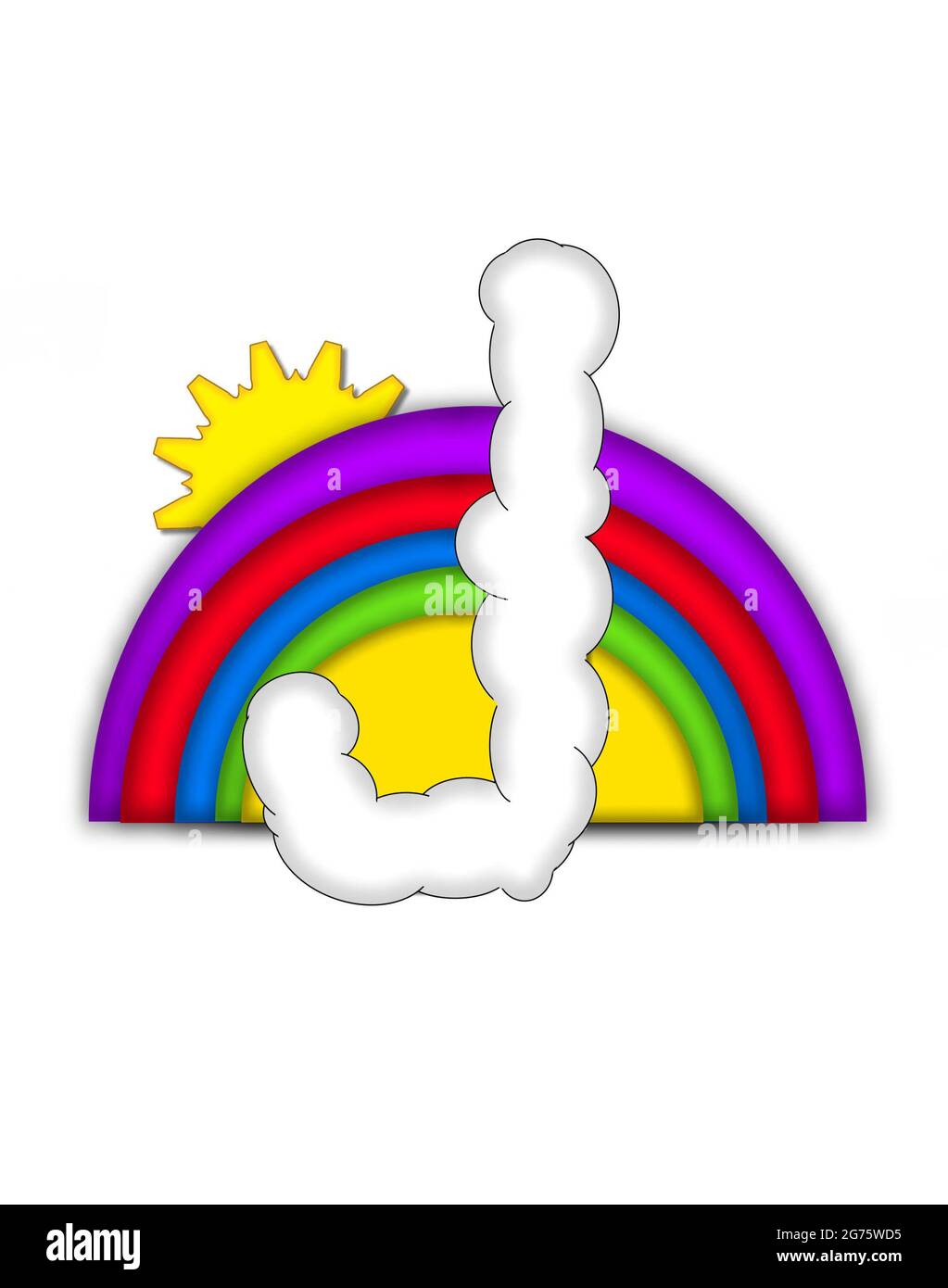 The letter J, in the alphaet set Rainbow, is shaped like a fluffy cloud ...