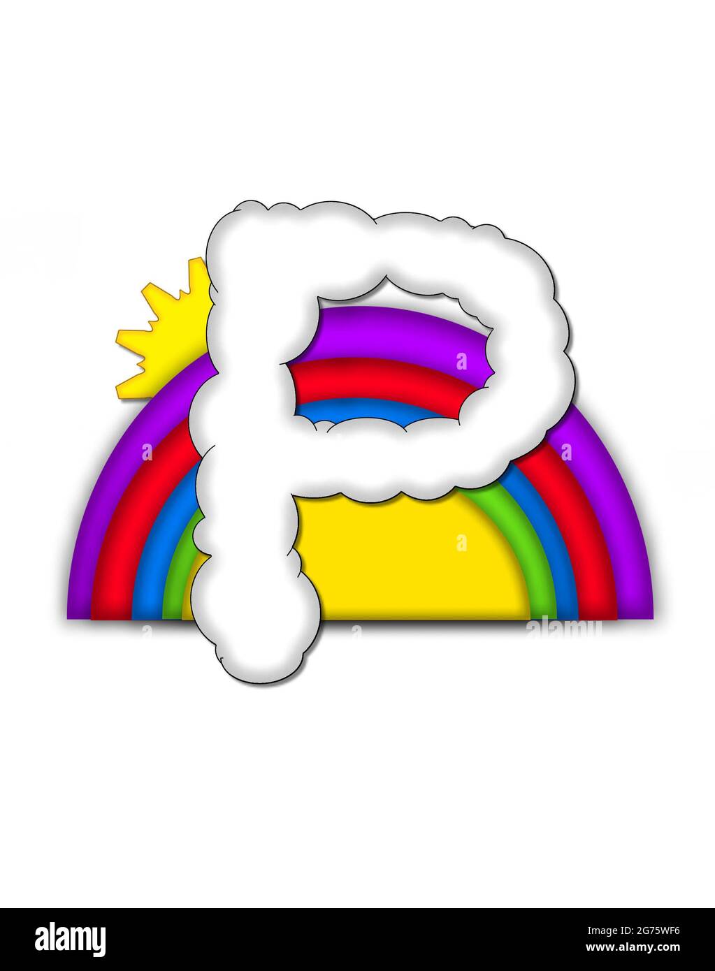 The letter P, in the alphaet set Rainbow, is shaped like a fluffy cloud ...