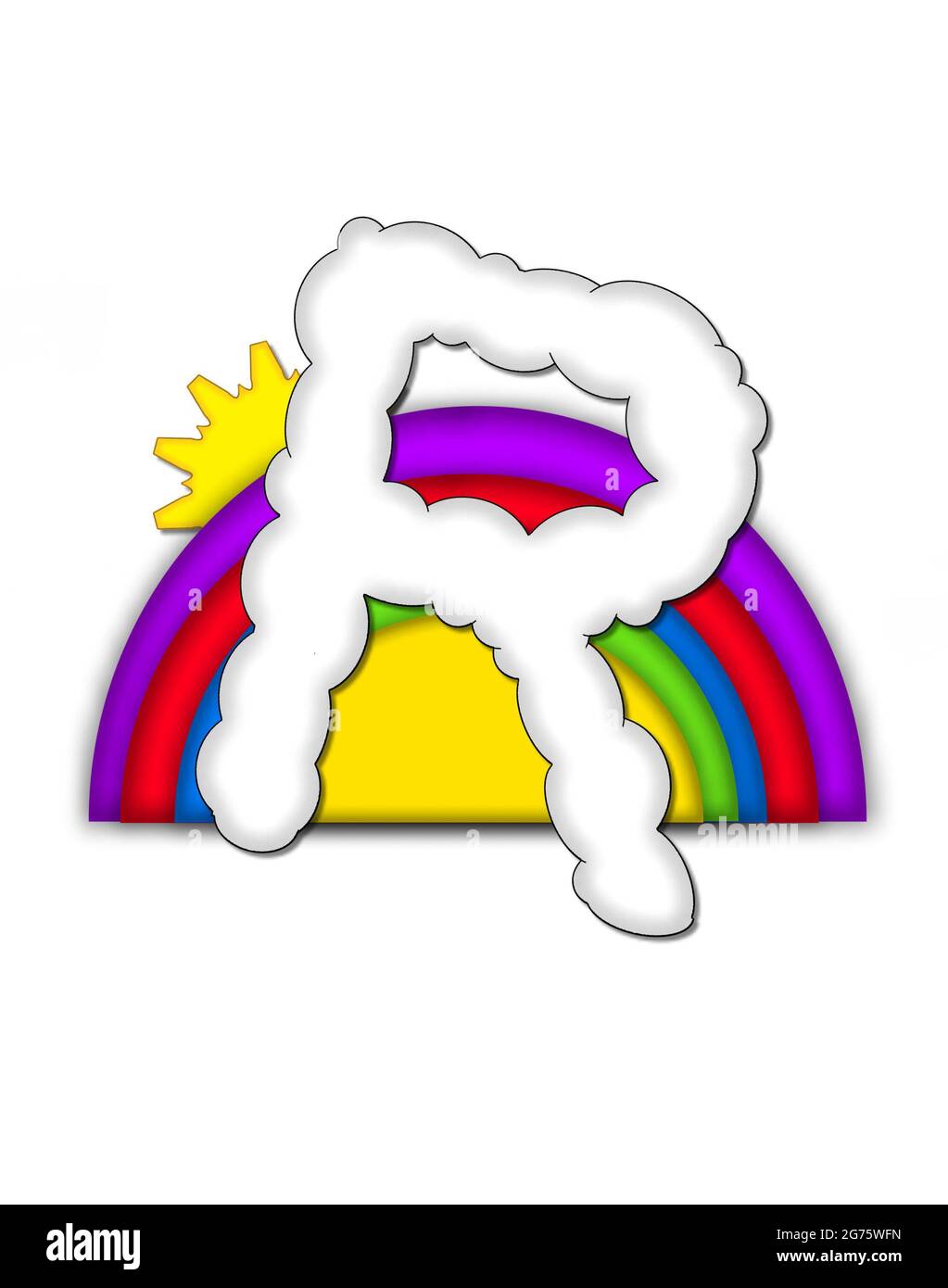 The letter R, in the alphaet set Rainbow, is shaped like a fluffy cloud ...