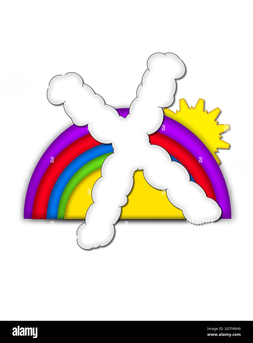The letter X, in the alphaet set Rainbow, is shaped like a fluffy cloud ...