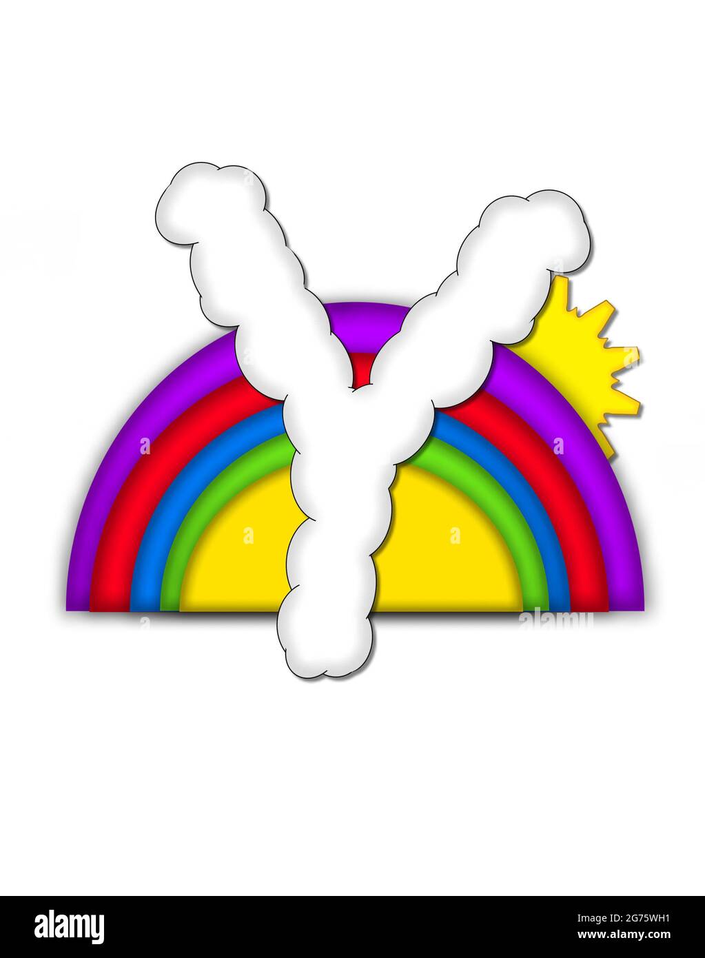 The letter Y, in the alphaet set Rainbow, is shaped like a fluffy cloud ...