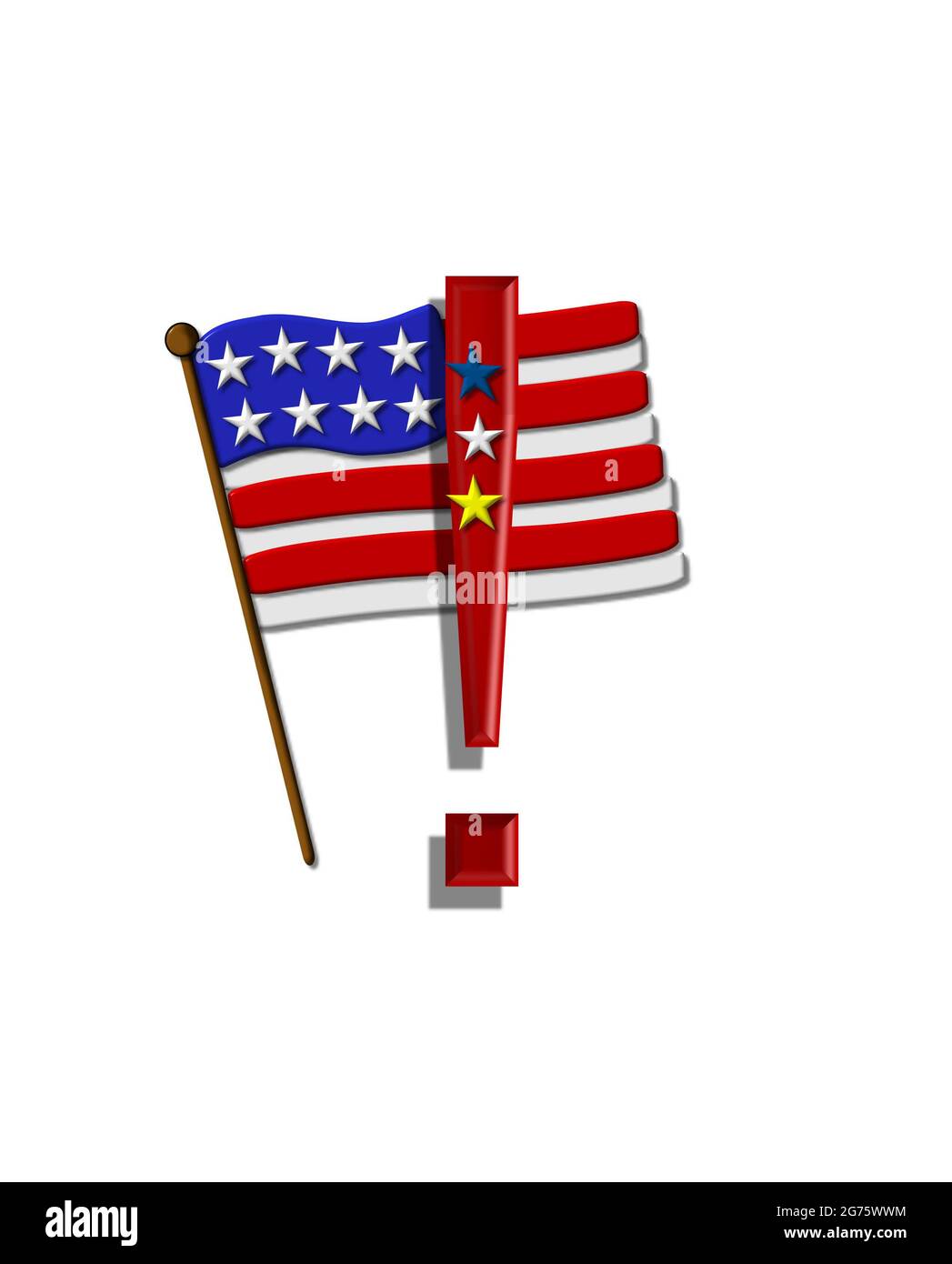 Exclamation point , in the alphabet set "Stars and Stripes," is red ...