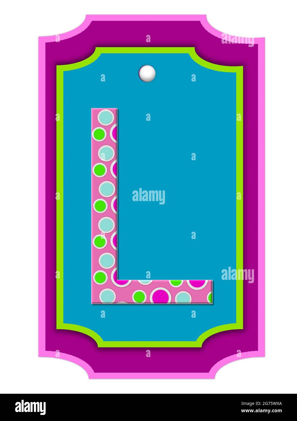 The letter L, in the alphabet set "Tag It" is a ticket-style tag in ...