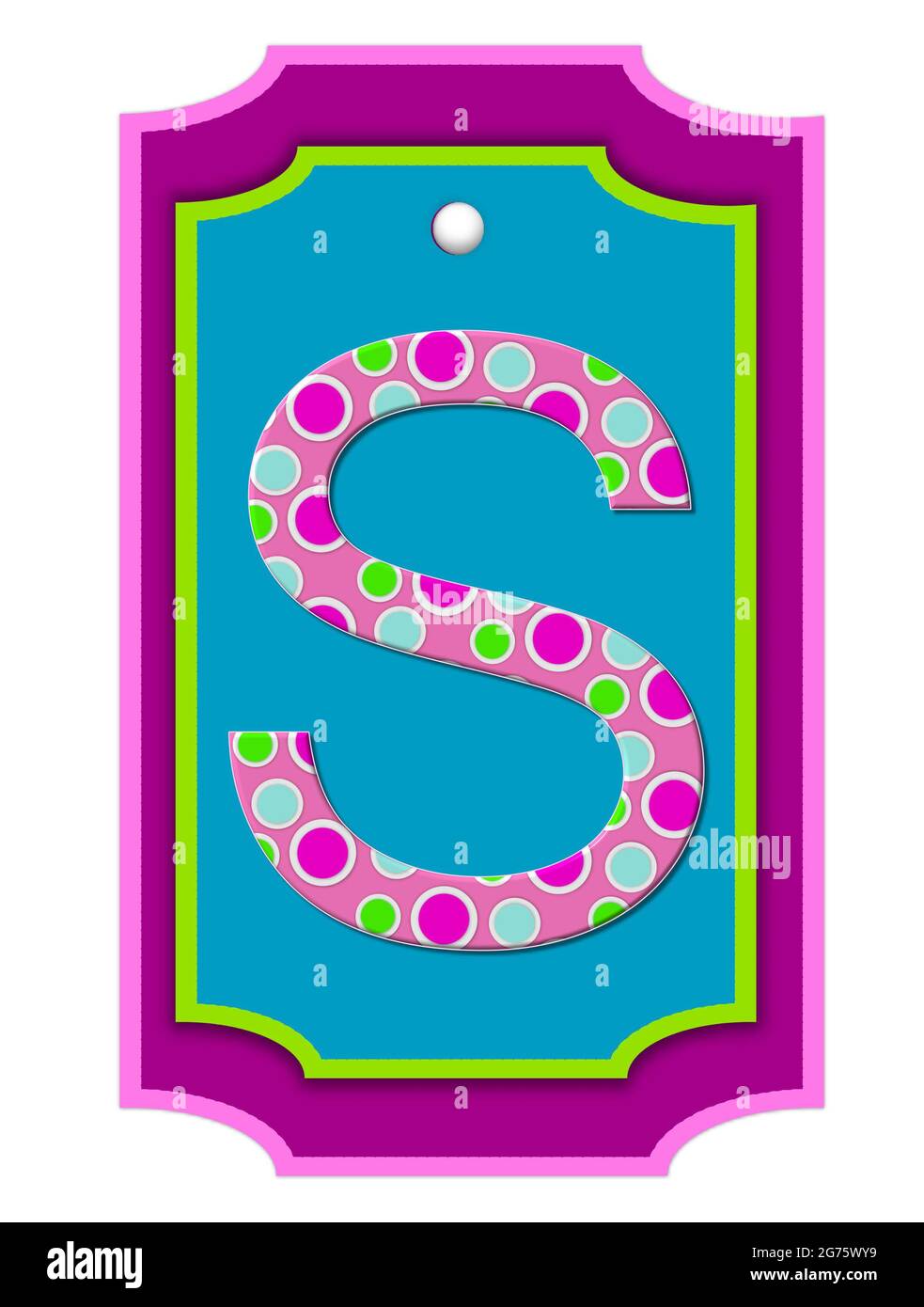 The letter S, in the alphabet set "Tag It" is a ticket-style tag in ...