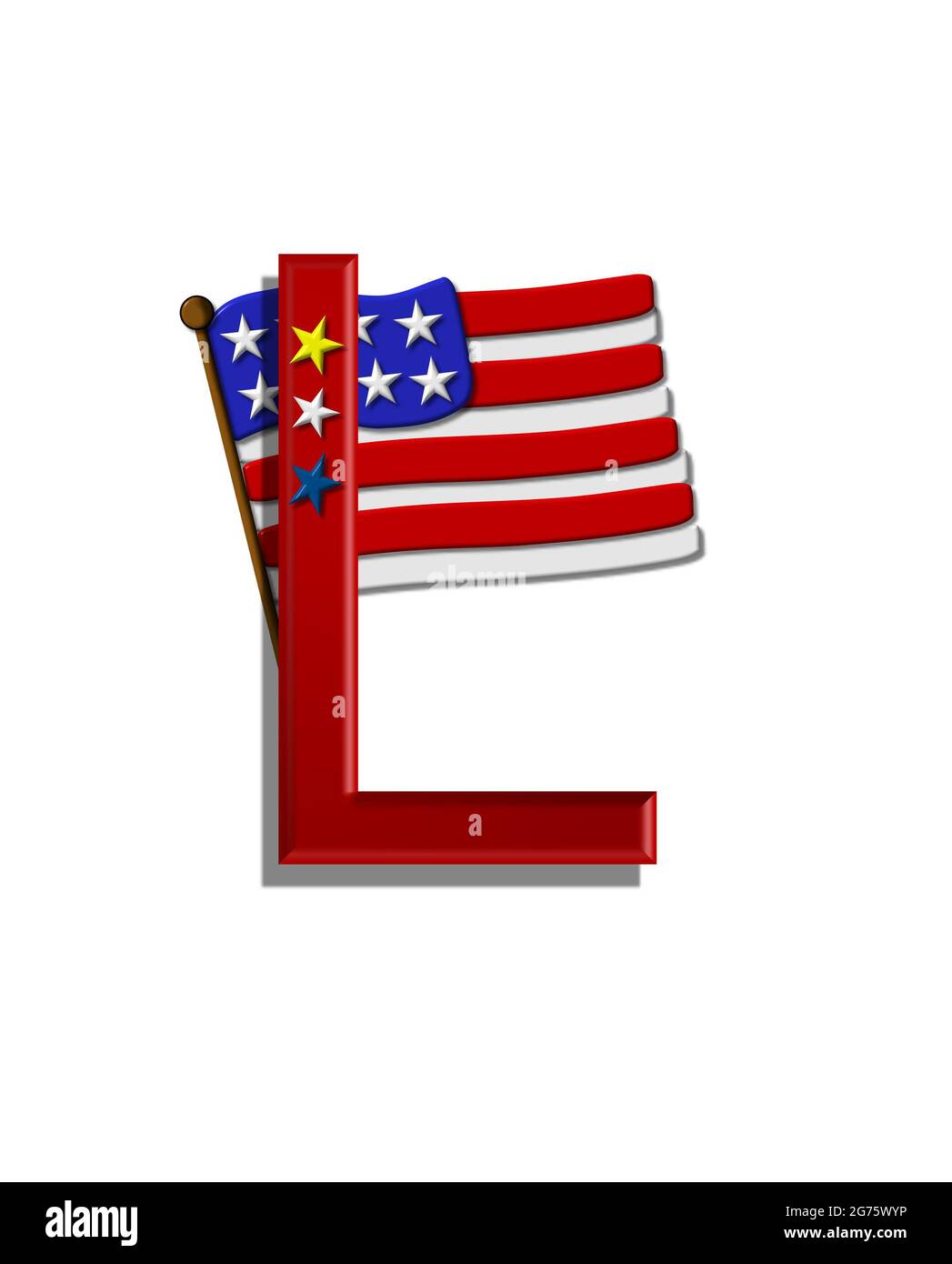 The letter L, in the alphabet set "Stars and Stripes," is red with ...